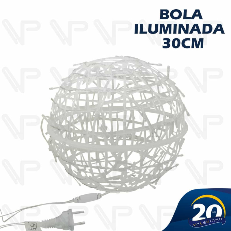 BOLA ILUMINADA 80LEDS BRANCO QUENTE 30CM - Valepinho|LED
