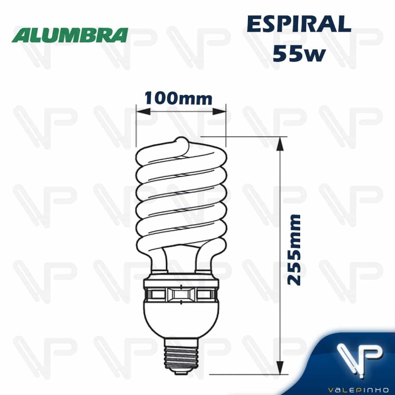 Lâmpada Compacta Espiral 55W- Valepinho | Lâmpadas