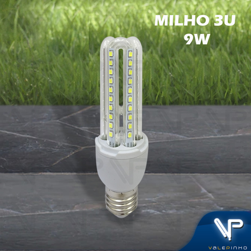LÂMPADA LED 3U MILHO 9W 6500K(BR.FRIO)E27 BIVOLT - Valepinho | LED