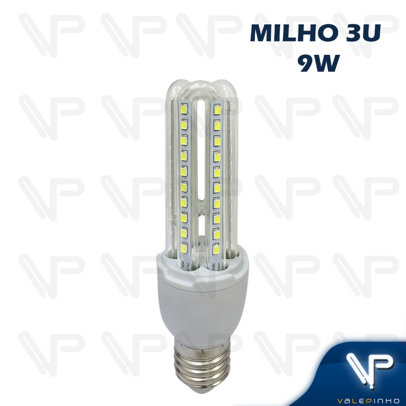 LÂMPADA LED 3U MILHO 9W 6500K(BR.FRIO)E27 BIVOLT - Valepinho | LED