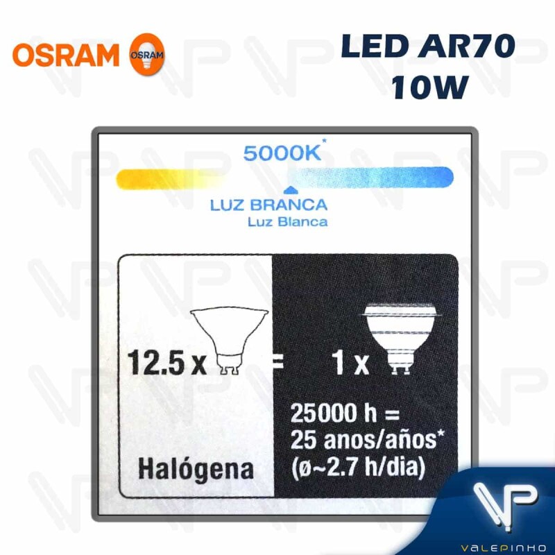 LÂMPADA LED AR70 10W 5000K(BR LUZ DO DIA)BIVOLT GU10 | VALEPINHO