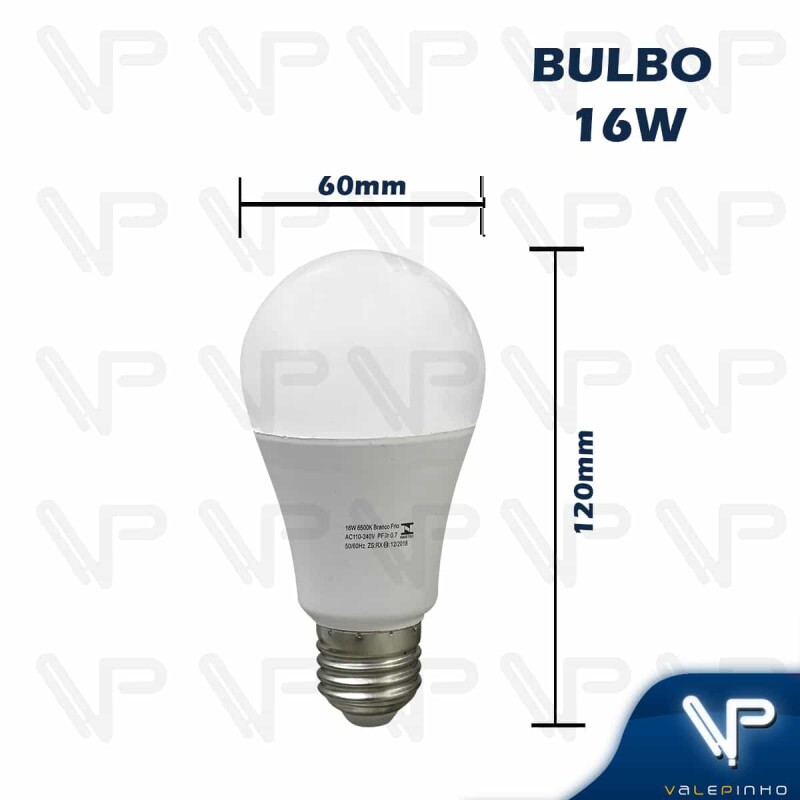 LÂMPADA LED BULBO 16W BIVOLT 6500K E27 - Valepinho | LED
