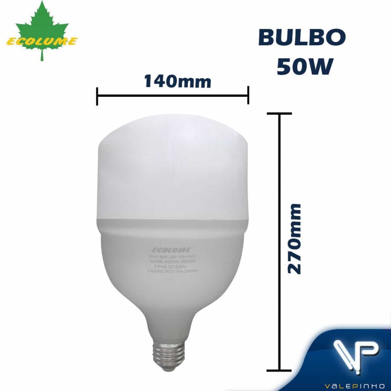 LÂMPADA LED BULBO 50W 6000K(BR FRIO)ALTA POTENCIA | VALEPINHO