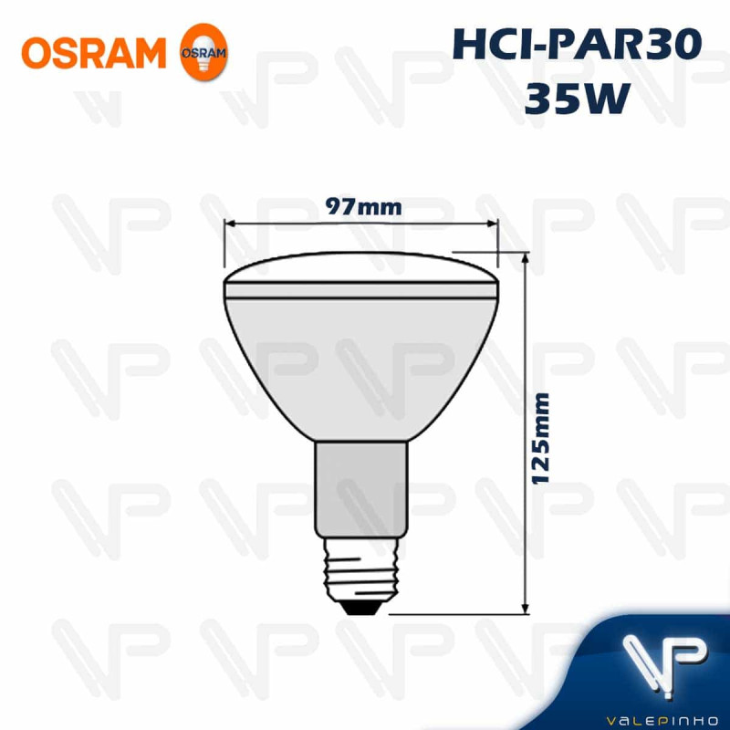LÂMPADA VAPOR METÁLICO OSRAM HCI-PAR30 35W 10G SP 3000K(BR.QUENTE) |VALEPINHO