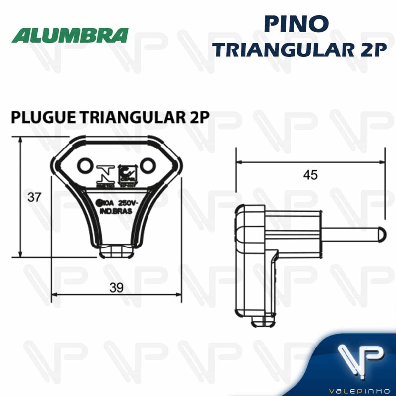 PINO TRIANGULAR MACHO CINZA 2P 10A l VALEPINHO