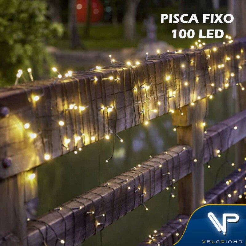 PISCA 100 LÂMPADAS LED 3000K(BR QUENTE) FIXO 10 METROS | VALEPINHO