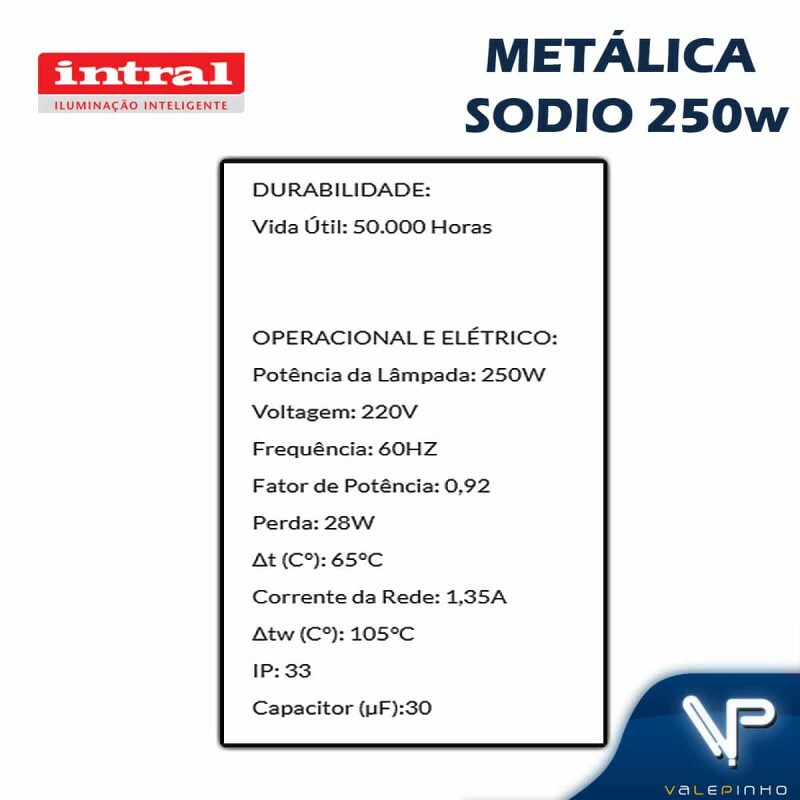 Reator Intral para Lâmpada Metálico/Sódio 250W Interno| Valepinho Reatores