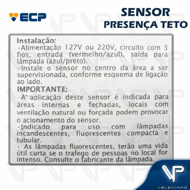 SENSOR DE PRESENÇA SOBREPOR TETO BIVOLT | VALEPINHO