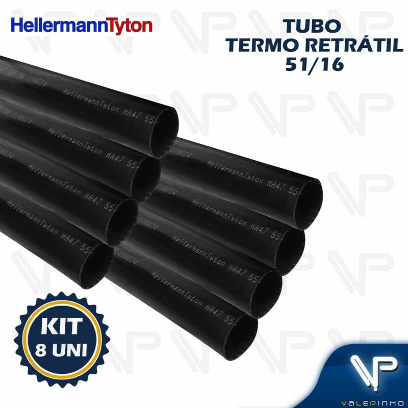 TUBO TERMO RETRÁTIL HELLERMANN PRETO ANTI-CHAMA 51/16mm C/1 METRO KIT8
